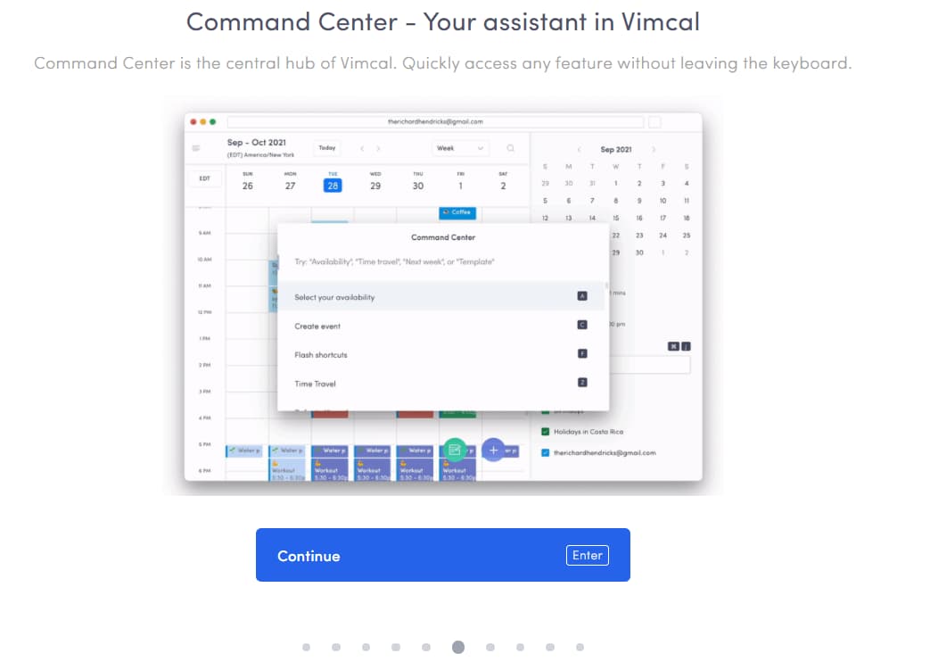 Vimcal’s calendar onboarding shows users what it can do